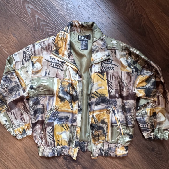 EVR | Jackets & Coats | Vintage 98s Evr Silk Womens Multicolor Africa ...